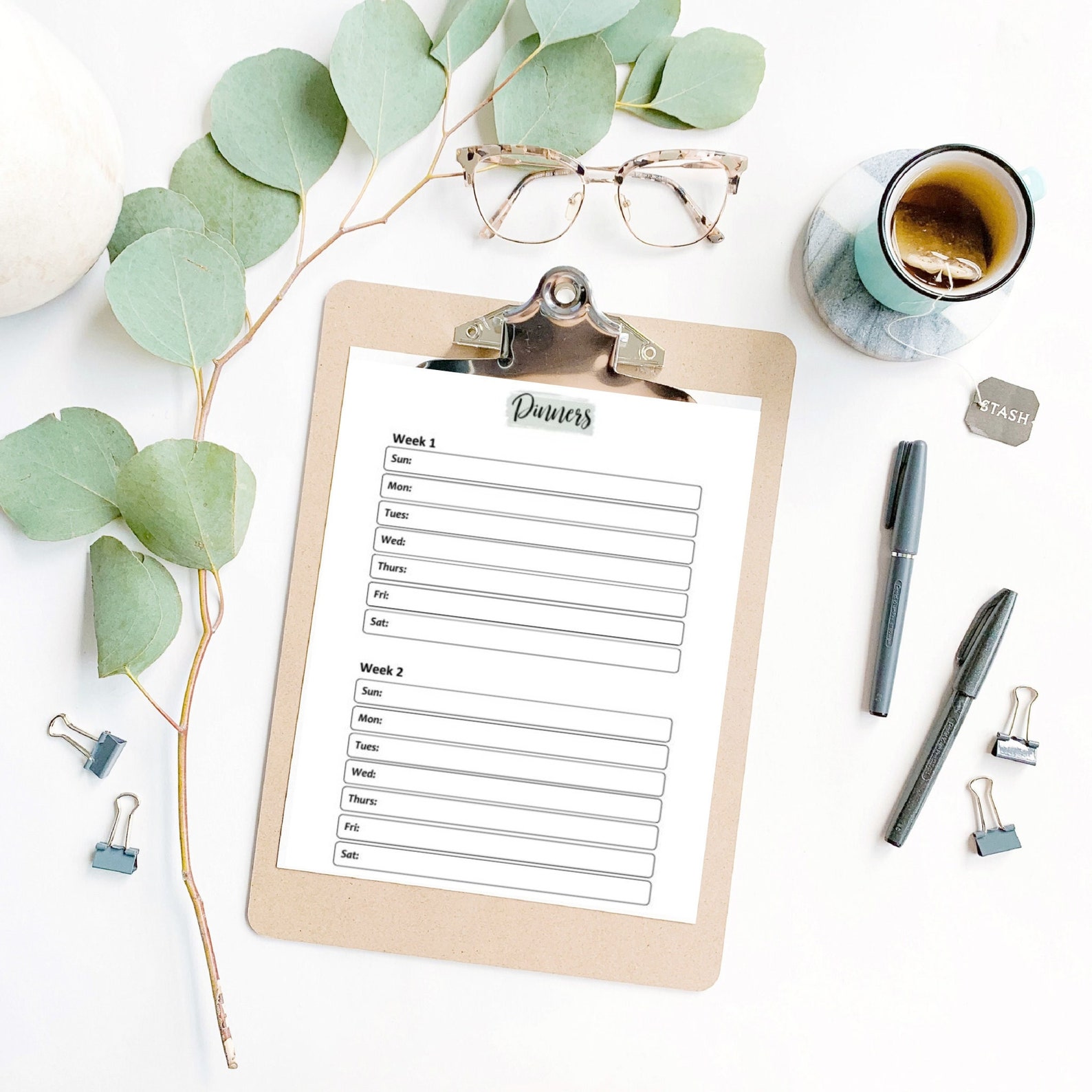 Dinner Planning Printout Weekly Planner for Meals Dinner Schedule for ...