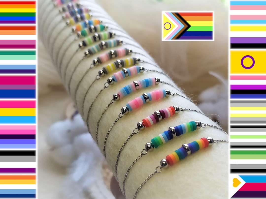 Pride Bracelet, LGBTQIA Flags Beaded Bracelet, Chain, Flag, Pride, Bi ...