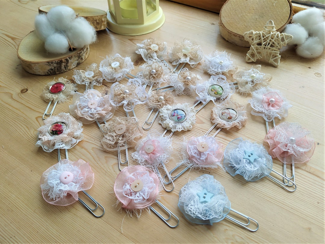Shabby Bookmark Paper Clip Fancy Paperclip, Lace Bookmark for Book ...