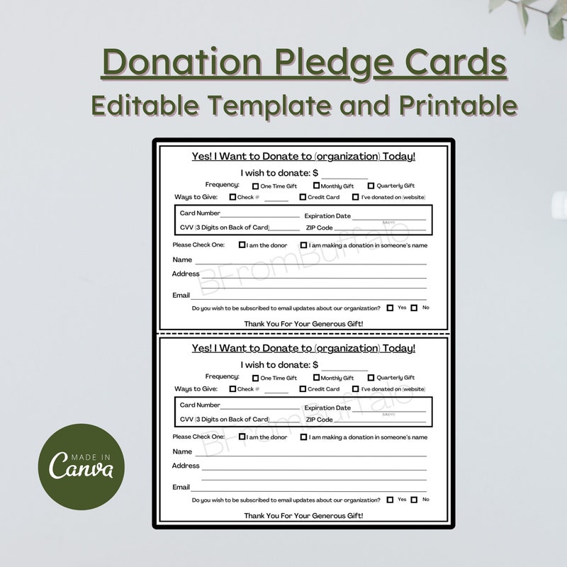 Pledge Card Templates - Etsy