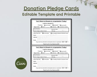 Donation Pledge Card Template: Customizable Form (canva) - Etsy