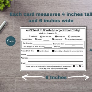 Pledge Card, Pledge Form, Donation Pledge Card, Donation Made in Your ...