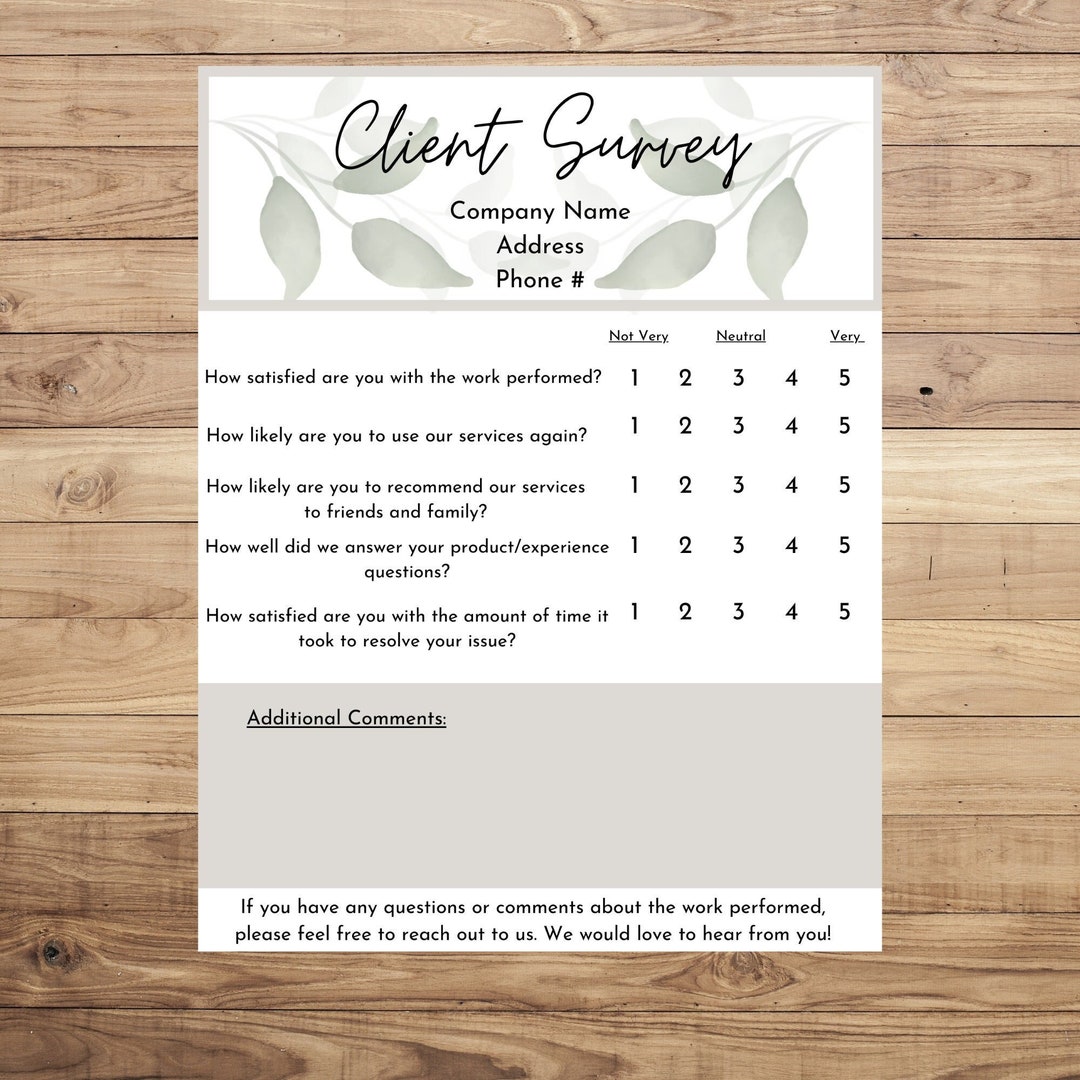 Customer Service Survey, Feedback Form, Client Survey, Survey Template ...