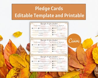 Editable Donation Card Printable Pledge Form, Donation Form, Donation ...