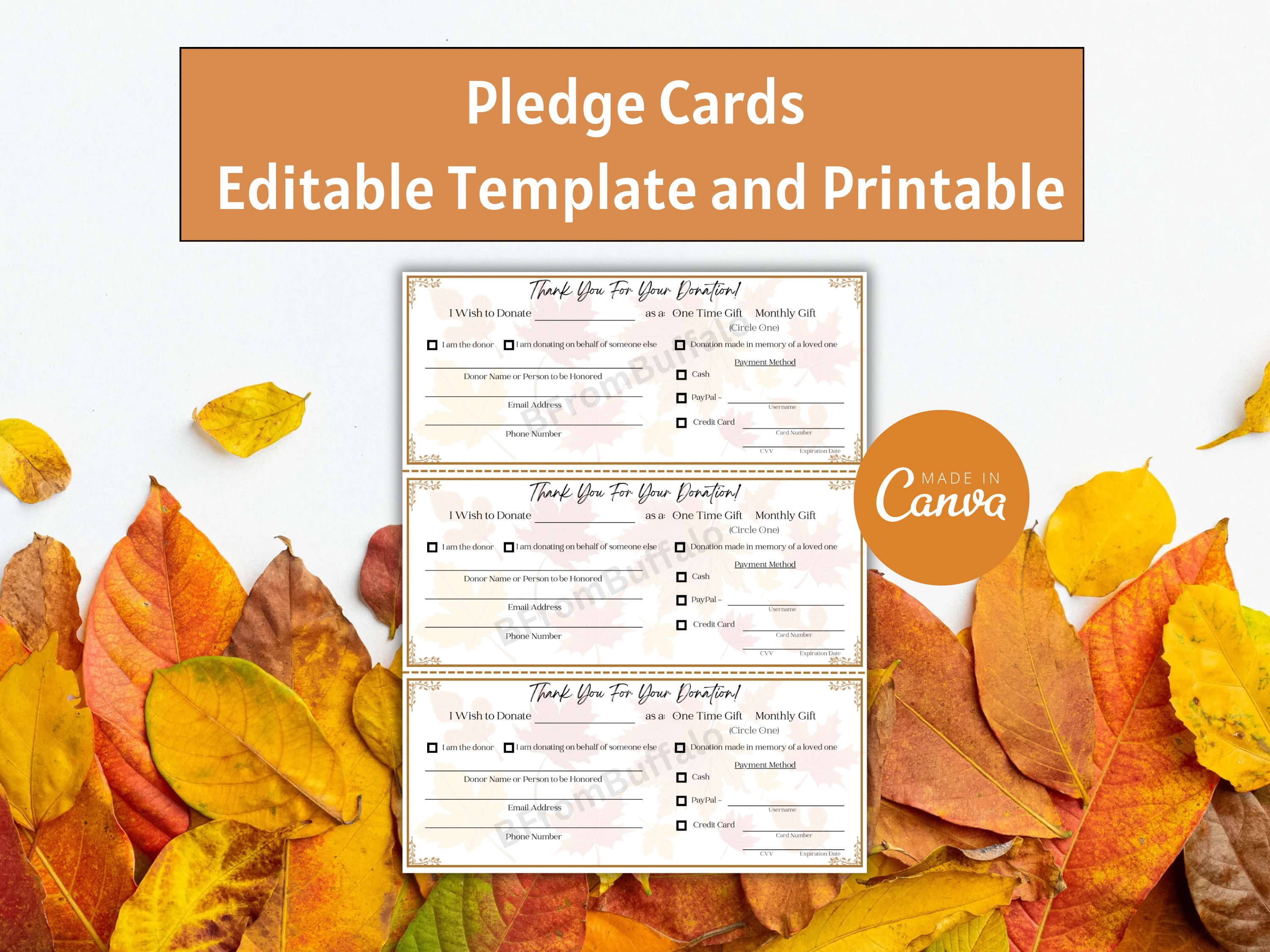 Donation Pledge Card, Fundraising Form Canva, Pledge Card, Donation ...