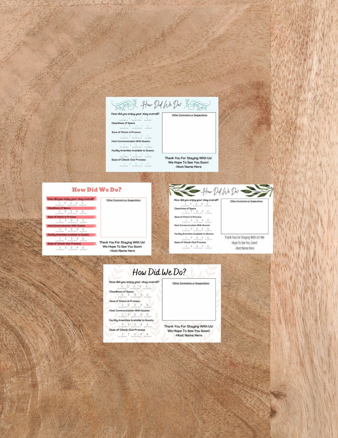 Client Questionnaire, Editable Guest Feedback Cards, Feedback Form ...