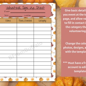 Volunteer Sign up Sheet, Volunteer Sign Up, Class Volunteer, Parent ...