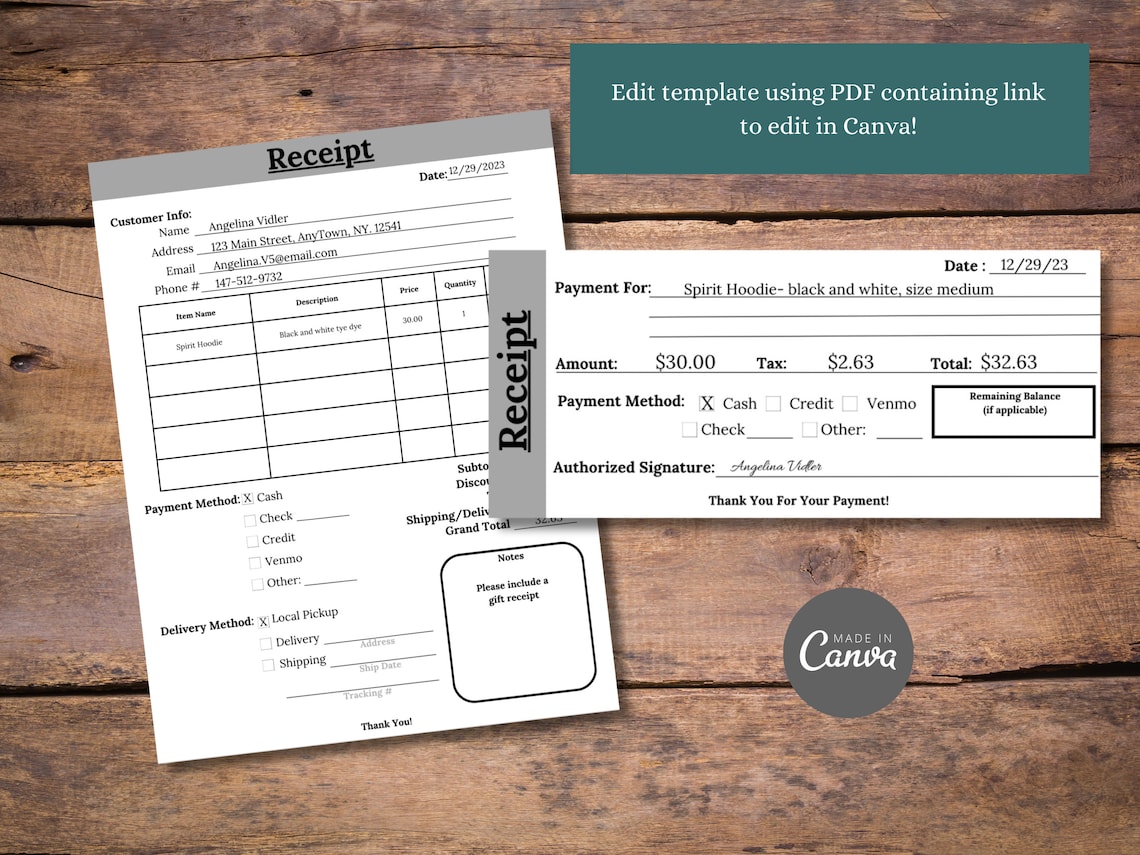 Editable Receipt Template, Donation Receipt, Acknowledgment Receipt ...