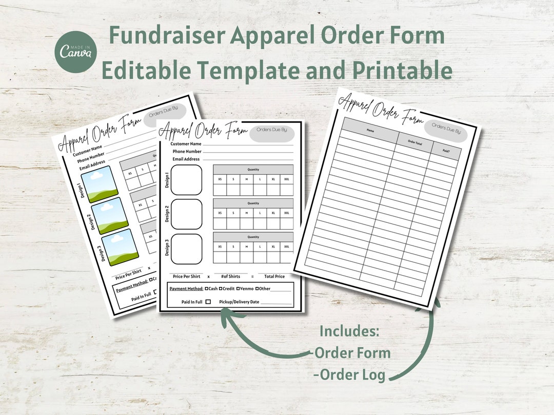 Fundraiser Apparel Order Form: Editable Canva Template - Etsy