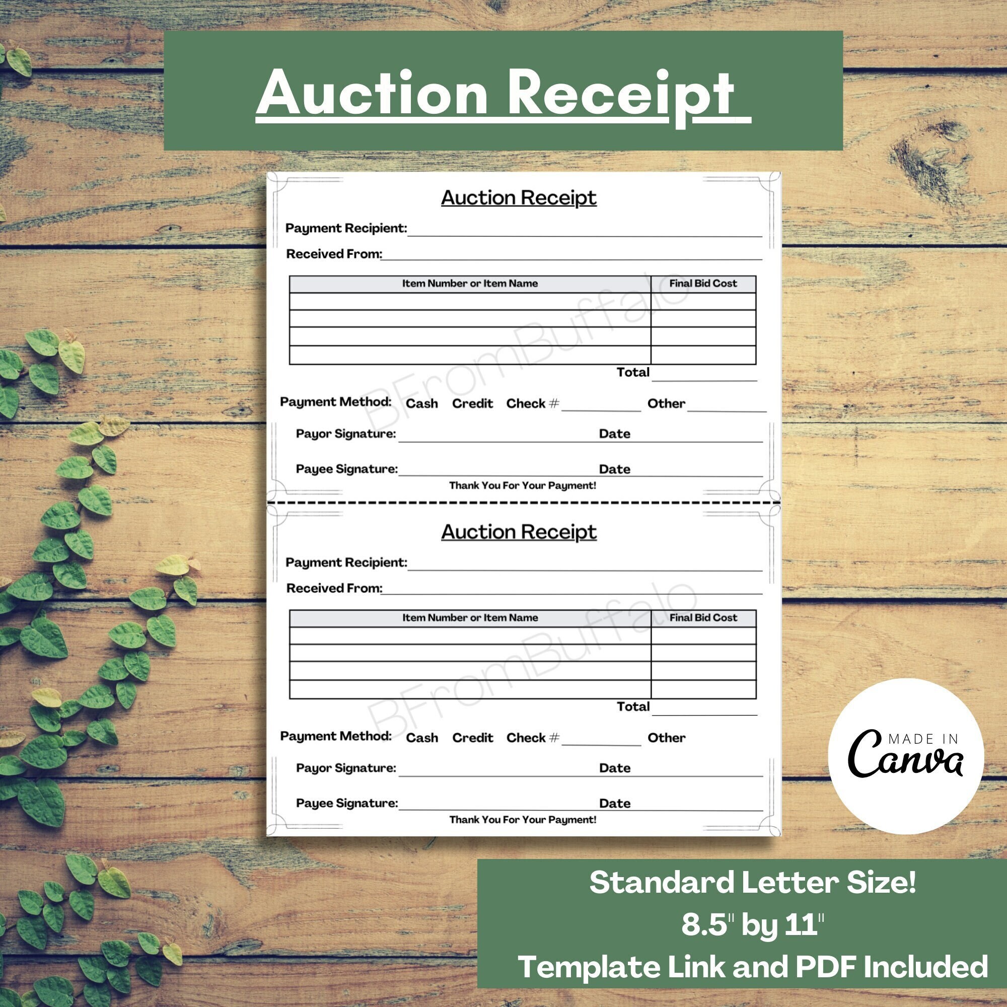 Auction Item Template, Silent Auction Template, Auction Sheet, Auction ...