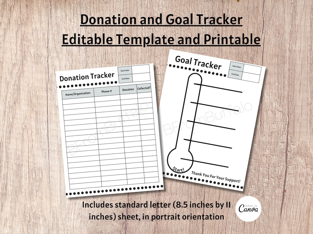 Donation Tracker, Donation Tracker Printable, Donation Log, Fundraiser ...
