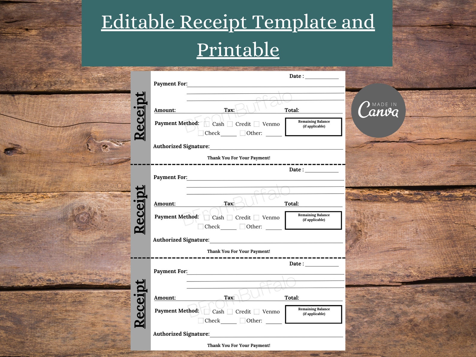 Editable Receipt Template, Donation Receipt, Acknowledgment Receipt, Rent Receipt Template ...