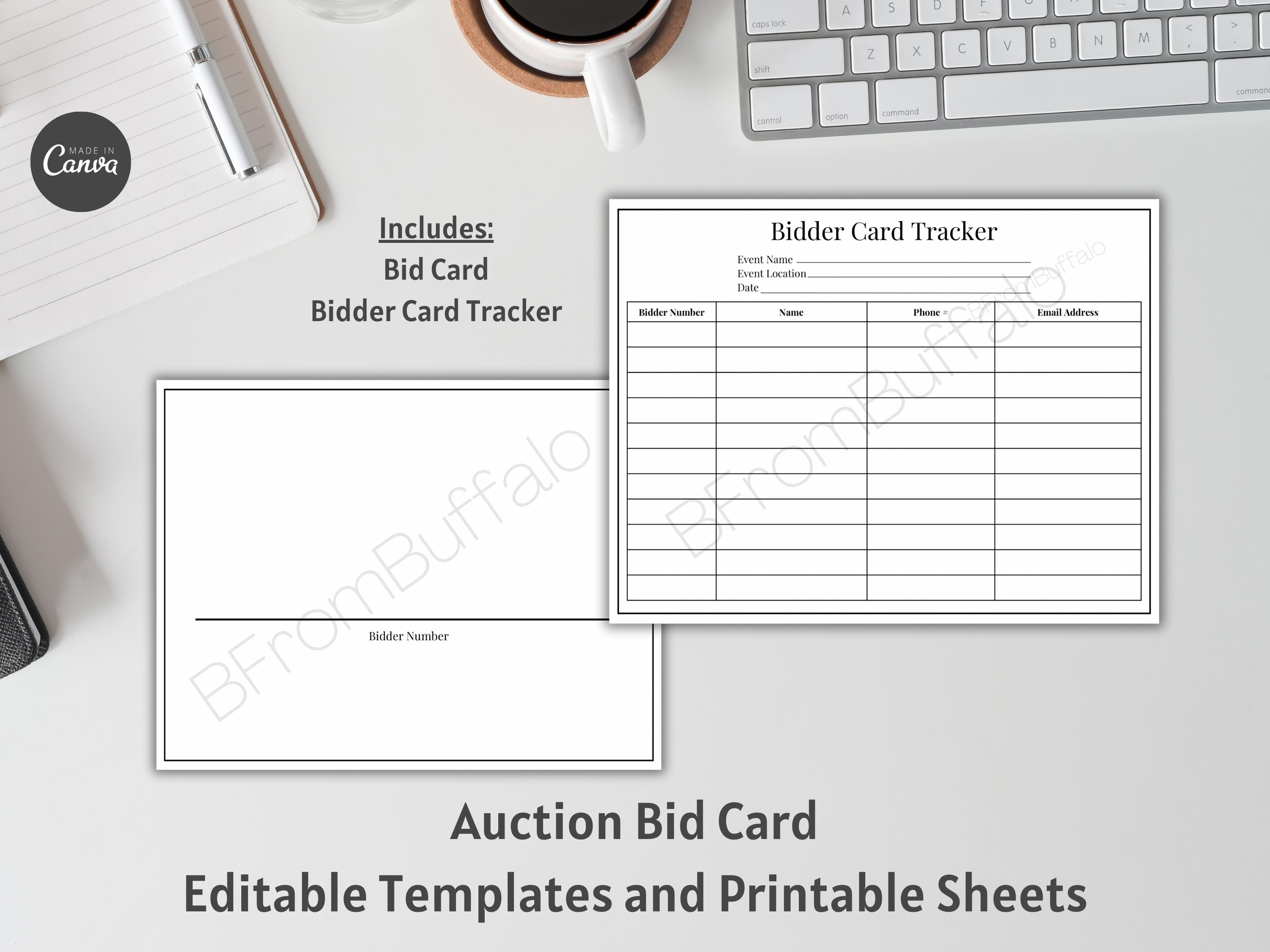Auction Bid Card, Auction Bid Numbers, Silent Auction Forms, Auction ...