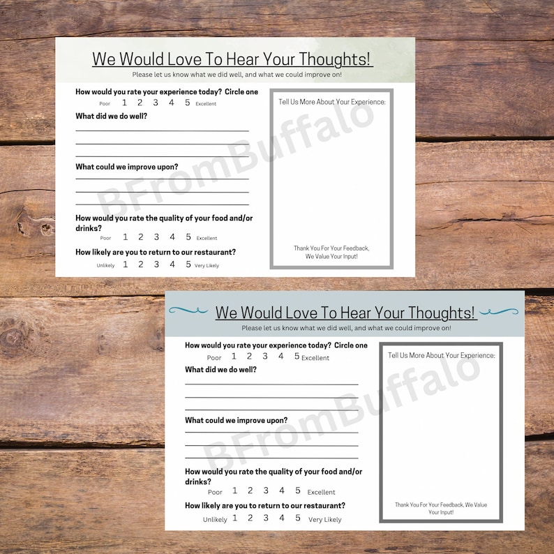 Client Questionnaire, Editable Feedback Cards, Customer Survey, Shop ...