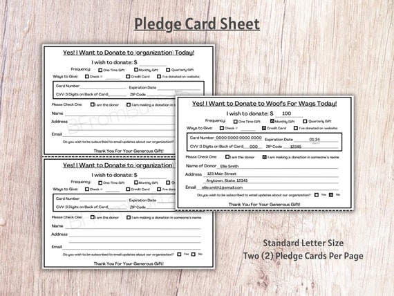 Donation Pledge Card Form