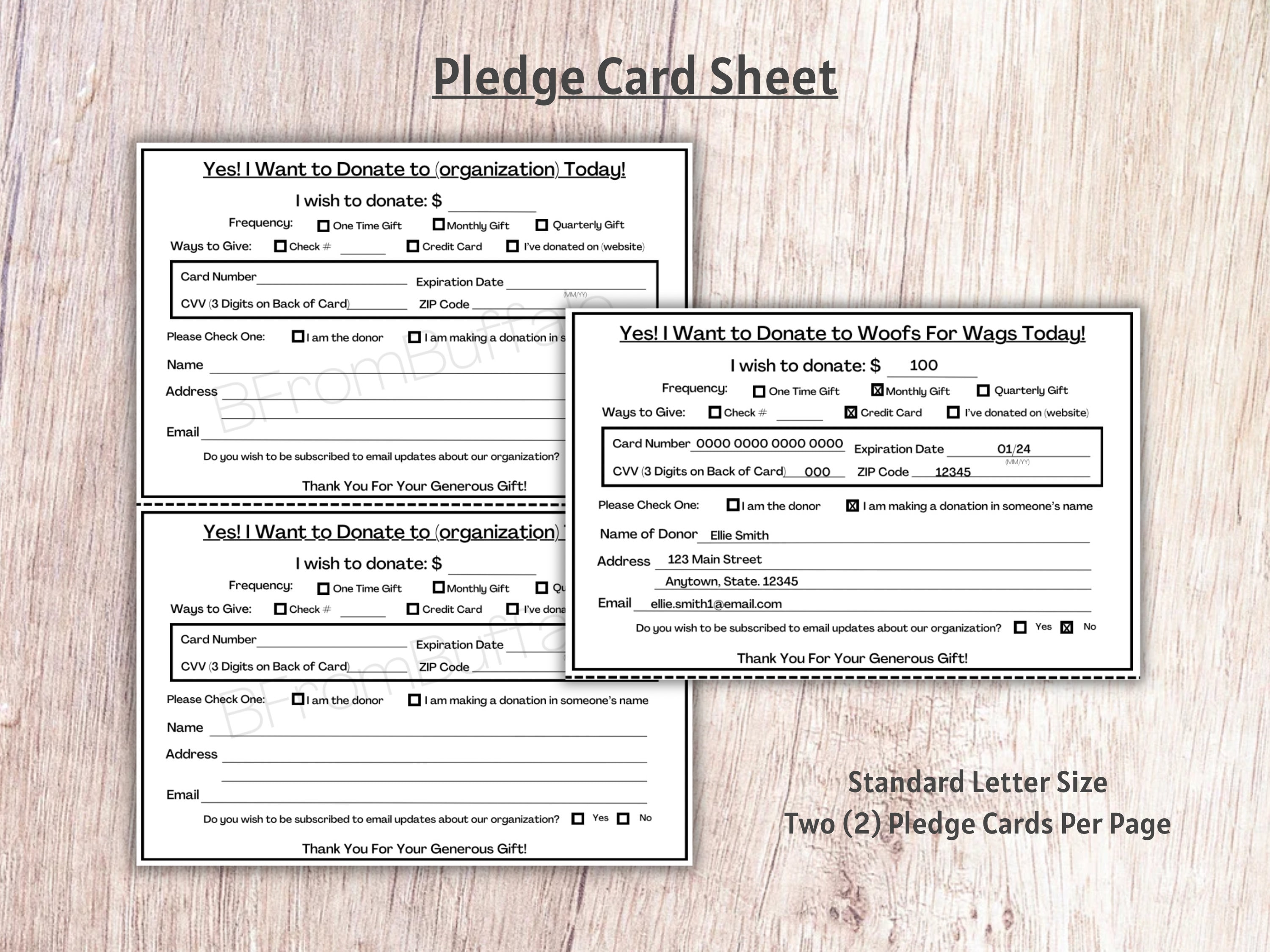 Donation Pledge Card, Pledge Card, Donation Goal, Fundraiser ...