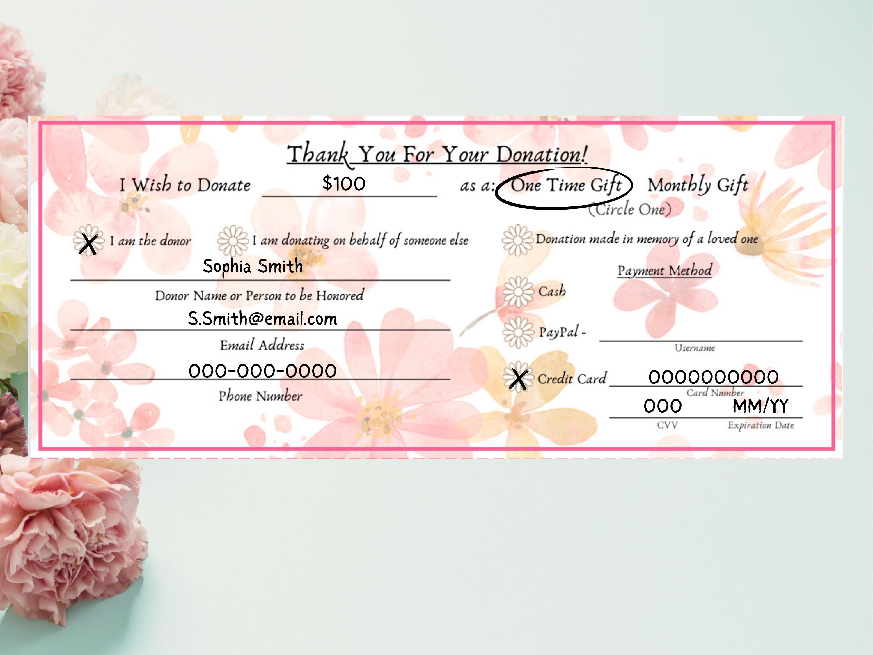 Donation Pledge Card Template: Customizable Nonprofit Fundraising ...