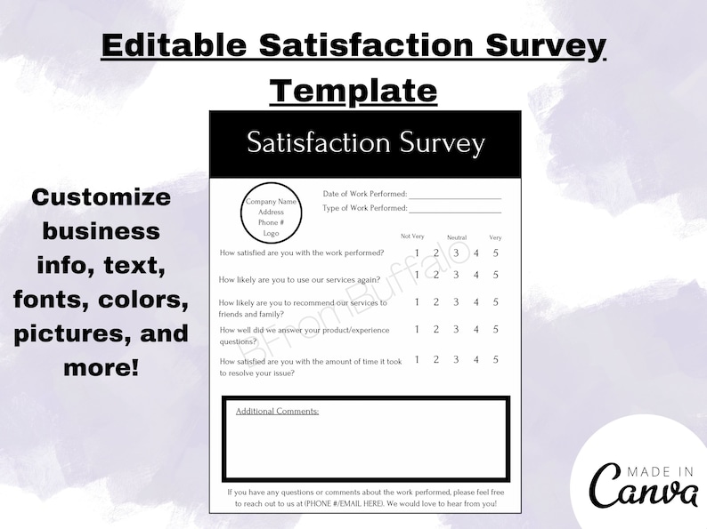 Editable Customer Satisfaction Survey Template (digital Download) - Etsy