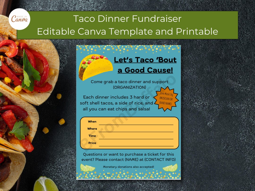 Taco Fundraiser, Taco Fundraiser Flyer, Food Fundraiser, Nachos Bar ...