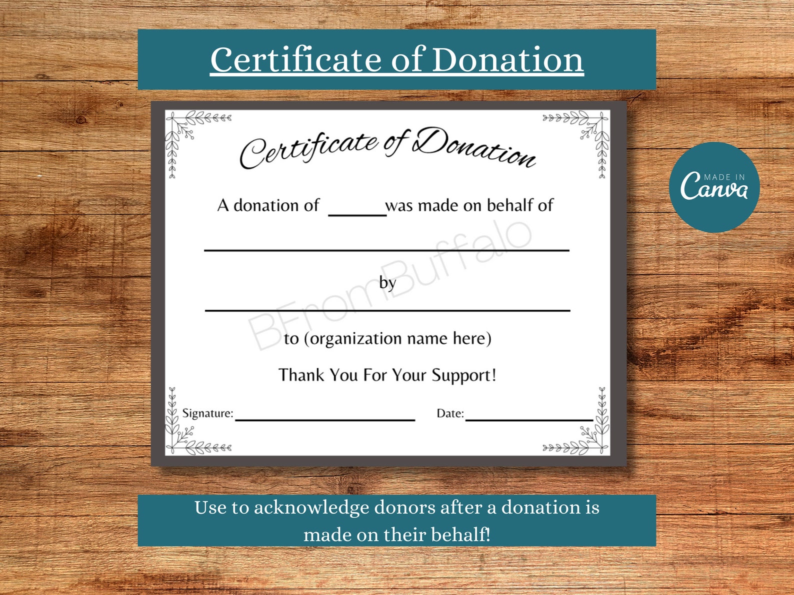 Donation Pledge Card, Donation Made in Your Name, Donation Certificate ...