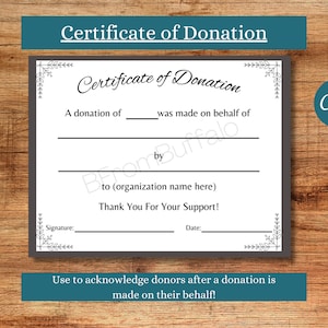 Donation Pledge Card, Donation Made in Your Name, Donation Certificate, Donation Card, Nonprofit ...