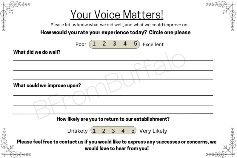 Editable Client Survey Template: Customer Feedback Form (canva Design ...