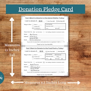 Donation Pledge Card, Donation Made in Your Name, Donation Certificate, Donation Card, Nonprofit ...