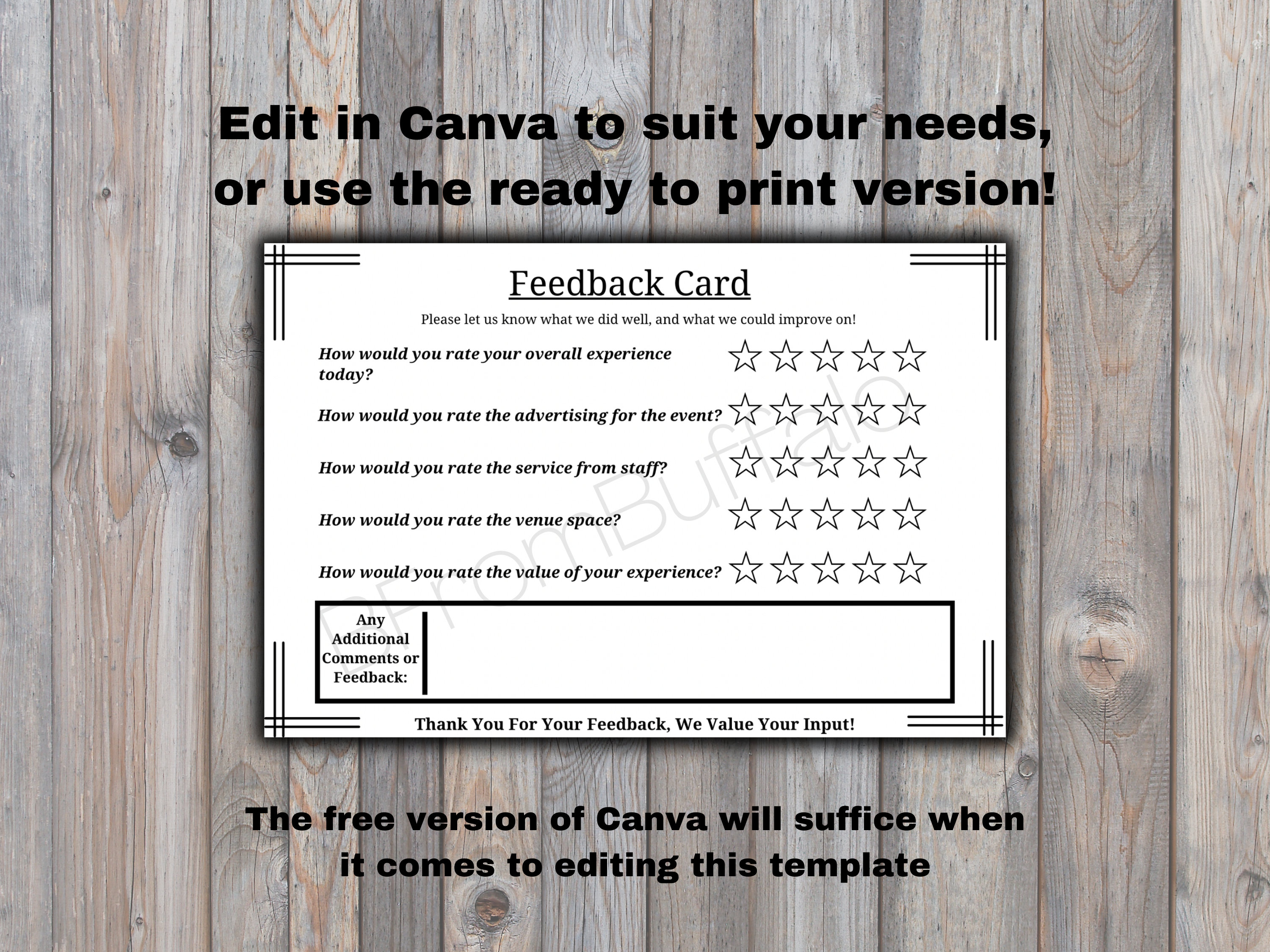 Customer Feedback Card Template: Review Card, Etsy Shop (canva Editable ...