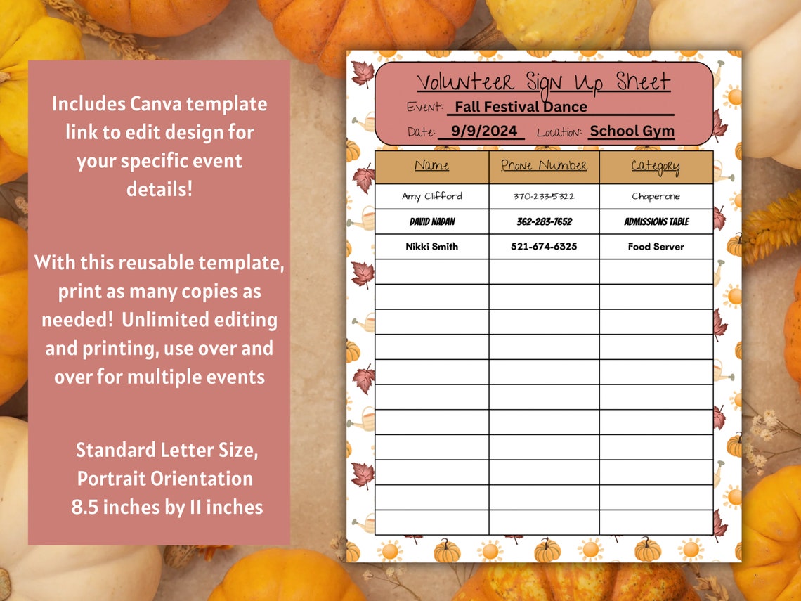 Volunteer Sign up Sheet, Volunteer Sign Up, Class Volunteer, Parent ...