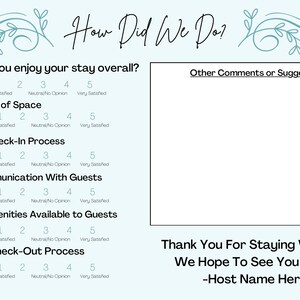 Client Questionnaire, Editable Guest Feedback Cards, Feedback Form ...