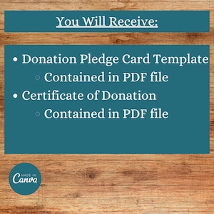 Donation Pledge Card, Donation Made in Your Name, Donation Certificate, Donation Card, Nonprofit ...