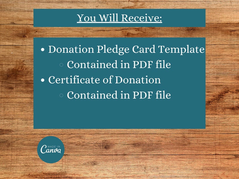Donation Pledge Card, Donation Made in Your Name, Donation Certificate ...