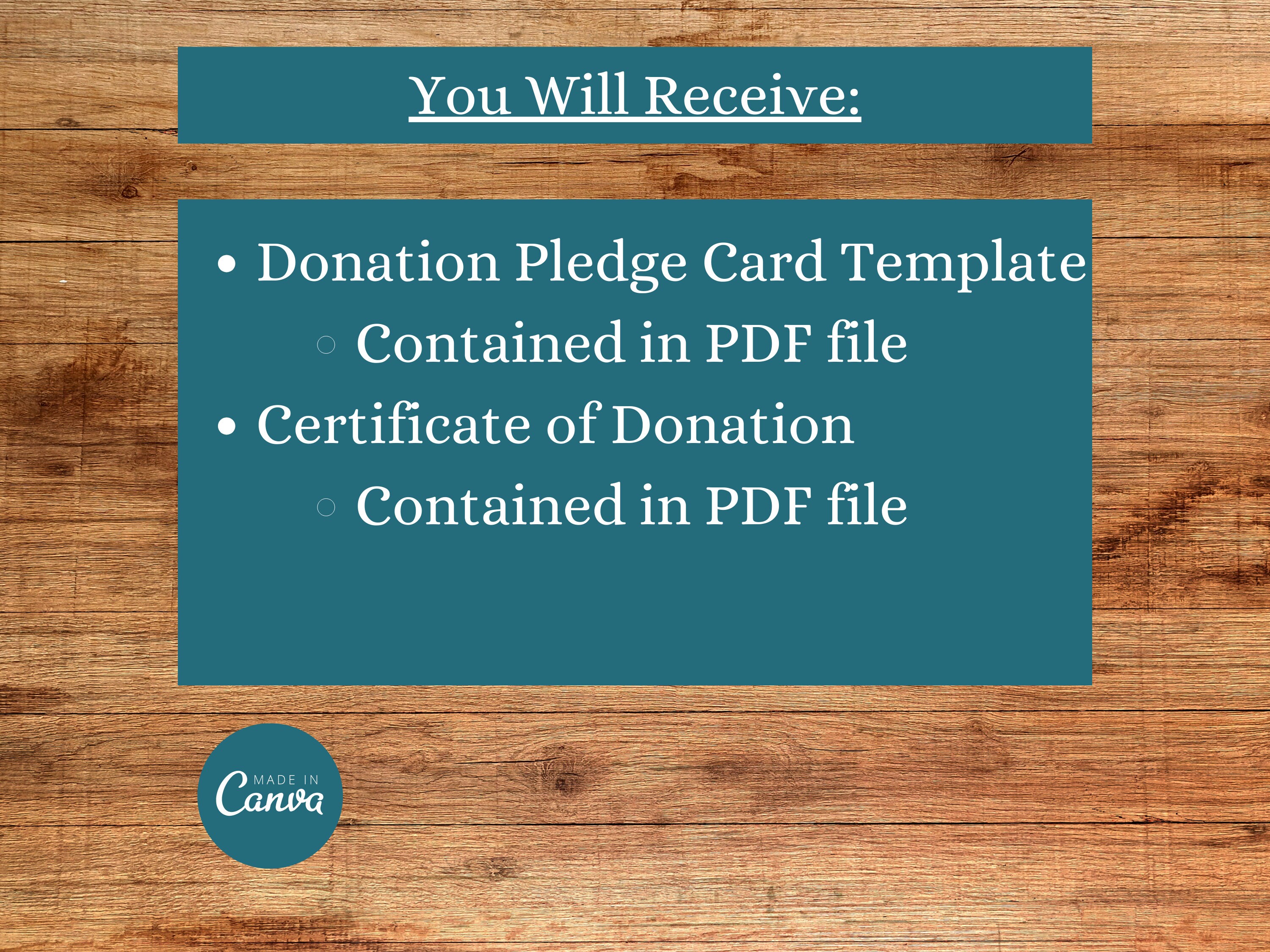 Donation Pledge Card, Donation Made in Your Name, Donation Certificate, Donation Card, Nonprofit ...