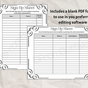 Sign up Sheet Printable, Sign up Sheet Template, Editable Sign up Sheet ...