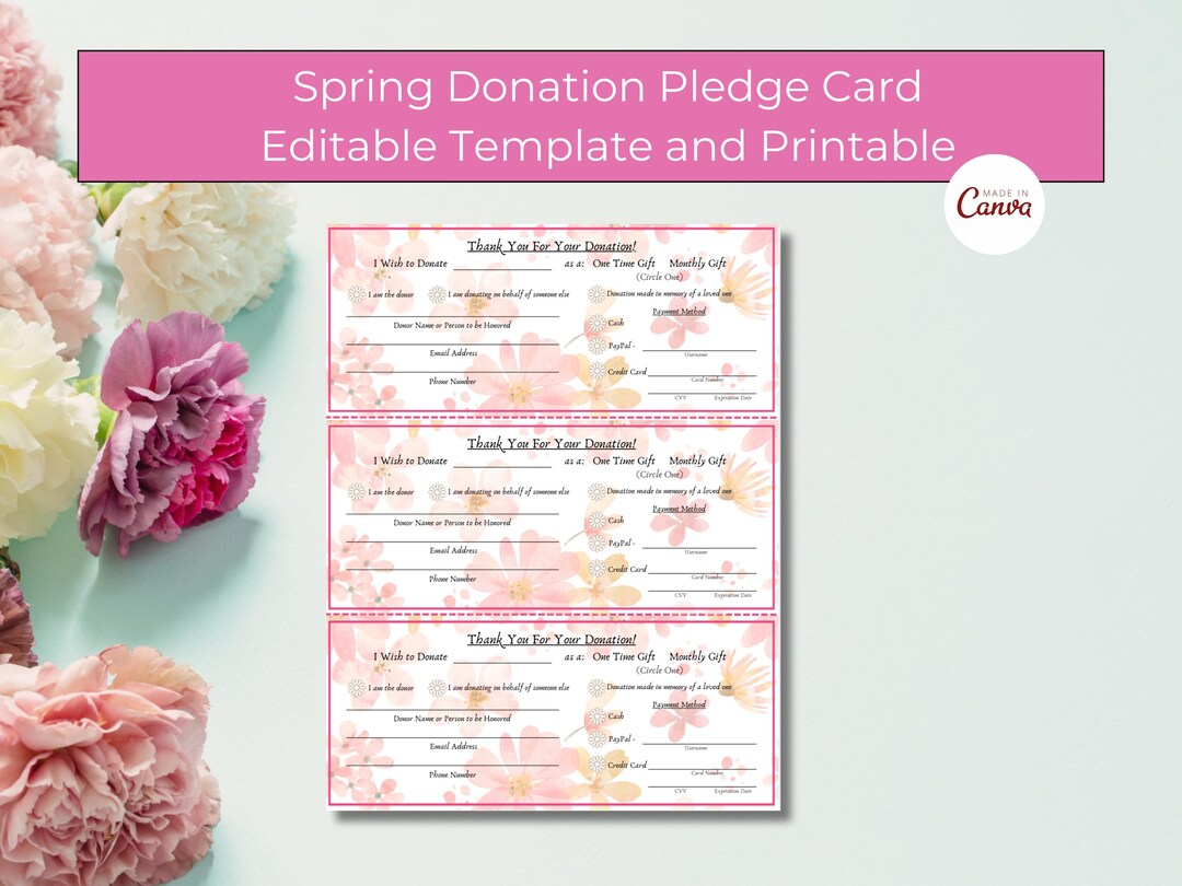 Donation Pledge Card, Pledge Card, Non Profit Donation, Pledge Card ...
