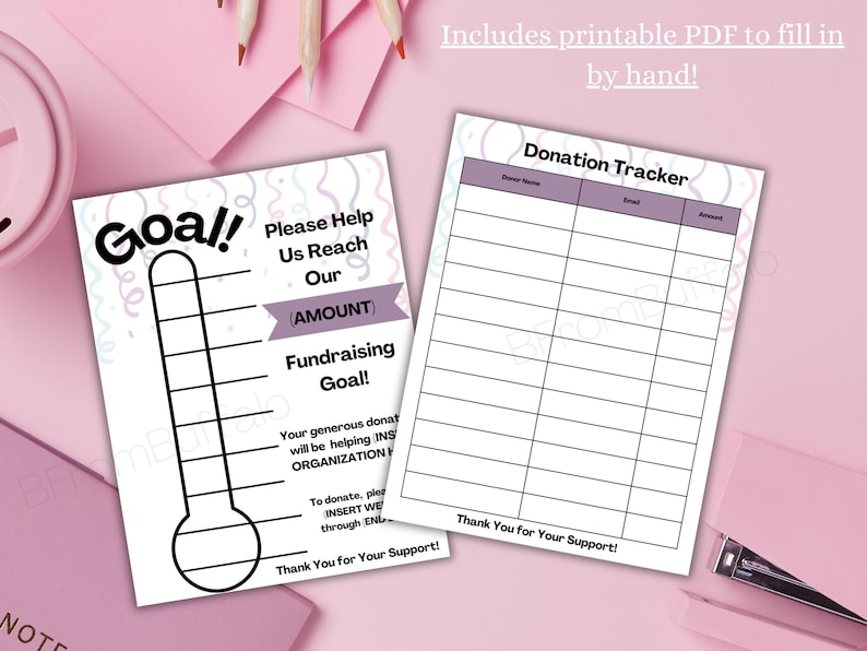 Nonprofit Fundraising Thermometer & Donation Tracker (canva Template ...