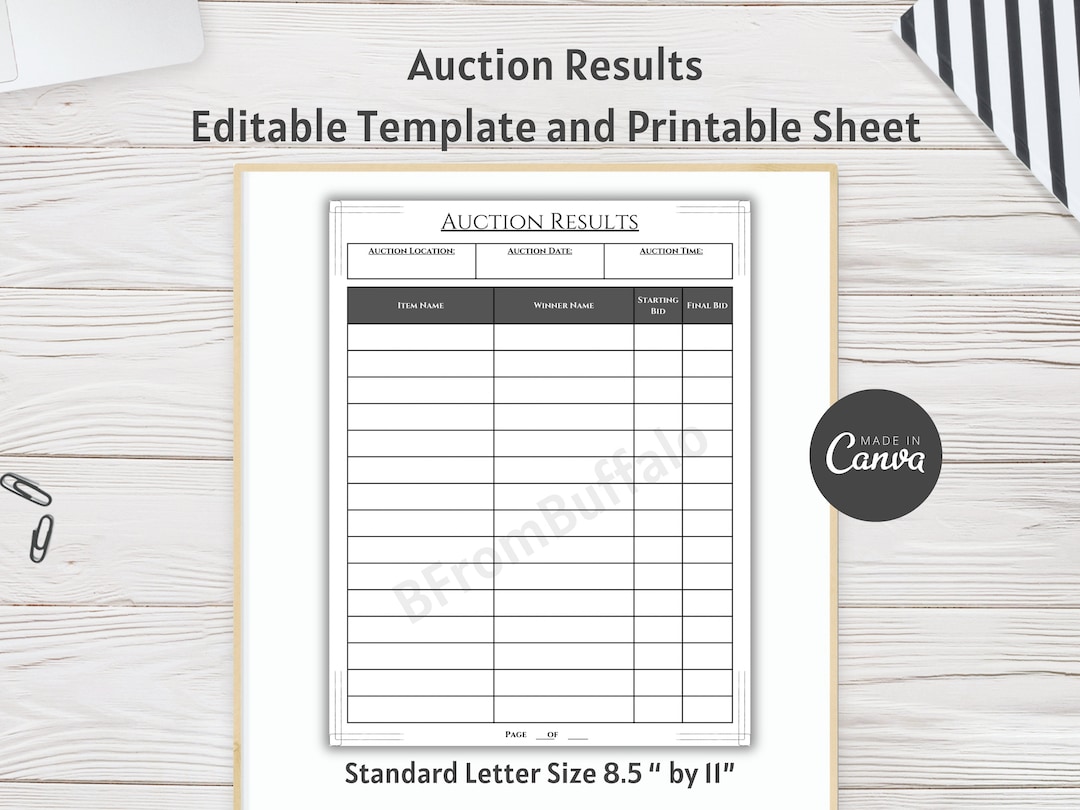 Auction Winner, Auction Template, Auction Items, Silent Auction ...