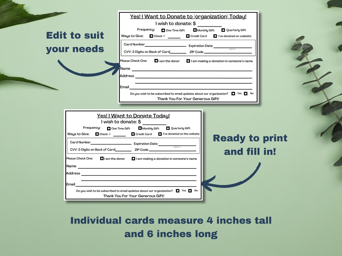 Donation Pledge Card Template: Customizable Fundraising Form (canva) - Etsy