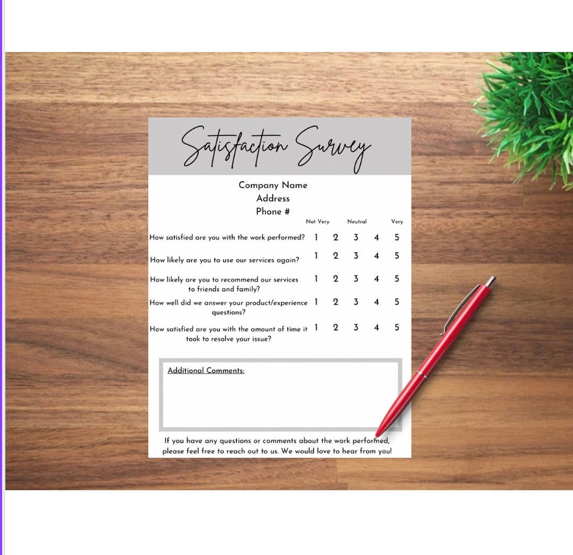 Customer Service Survey Template: Editable Feedback Form (digital ...