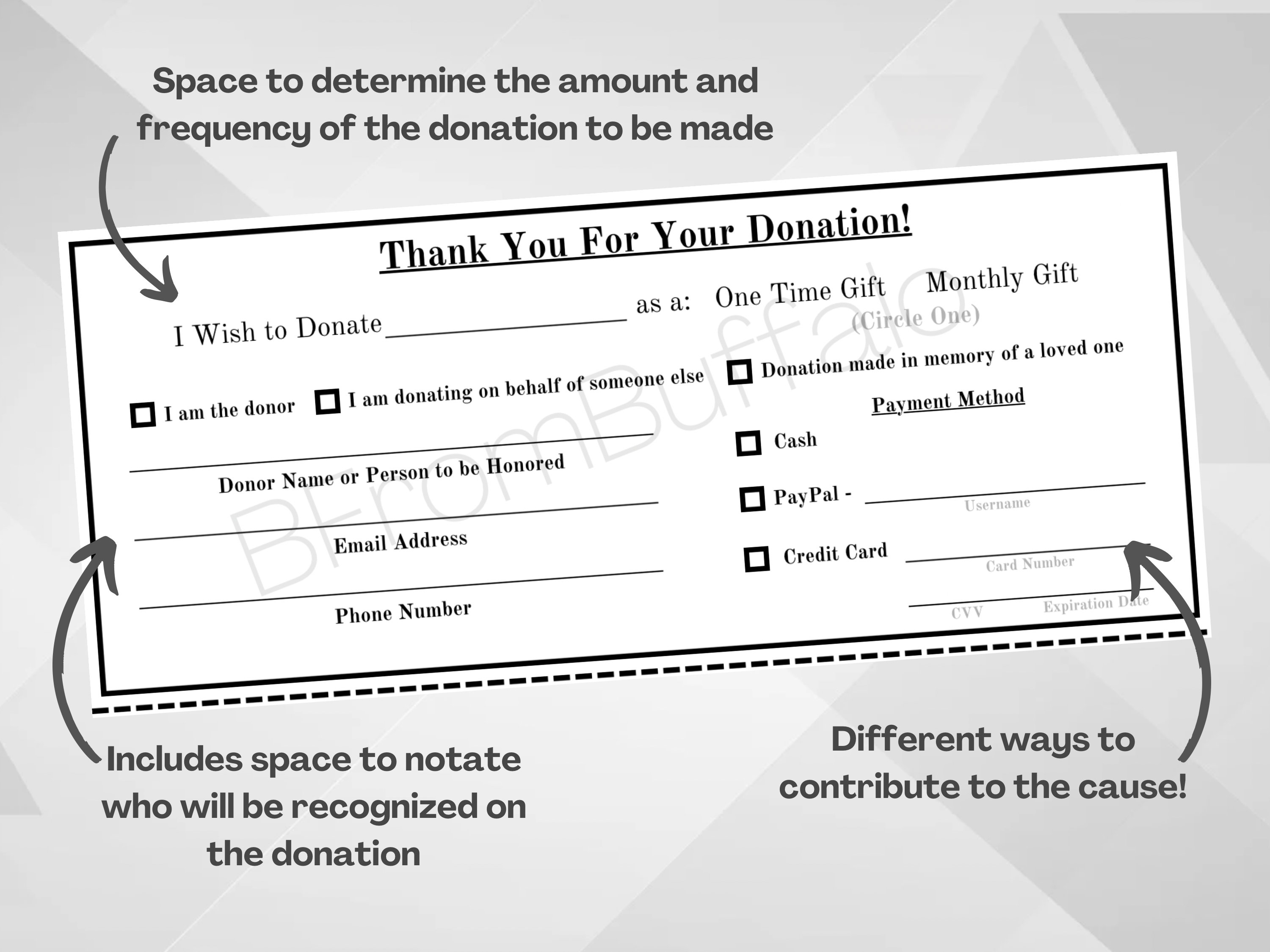 Donation Pledge Card Template: Printable Form (canva) - Etsy