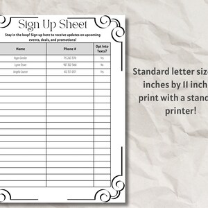 Sign up Sheet Printable, Sign up Sheet Template, Editable Sign up Sheet ...