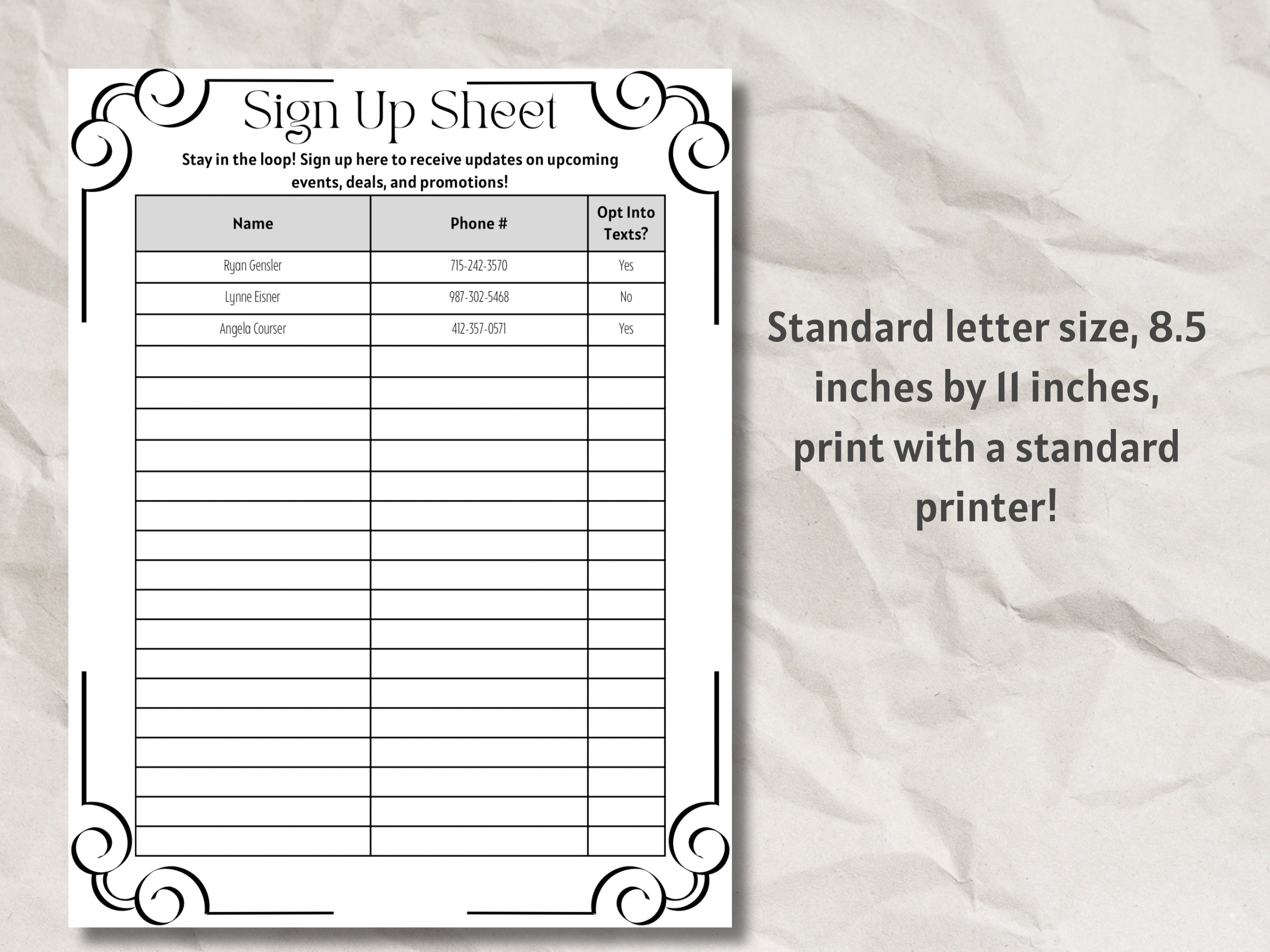 Sign up Sheet Printable, Sign up Sheet Template, Editable Sign up Sheet ...