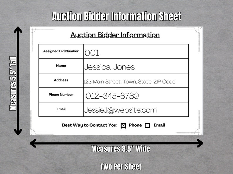 Auction Bidder Paddle Template: Editable Canva, Printable Numbers (PDF ...
