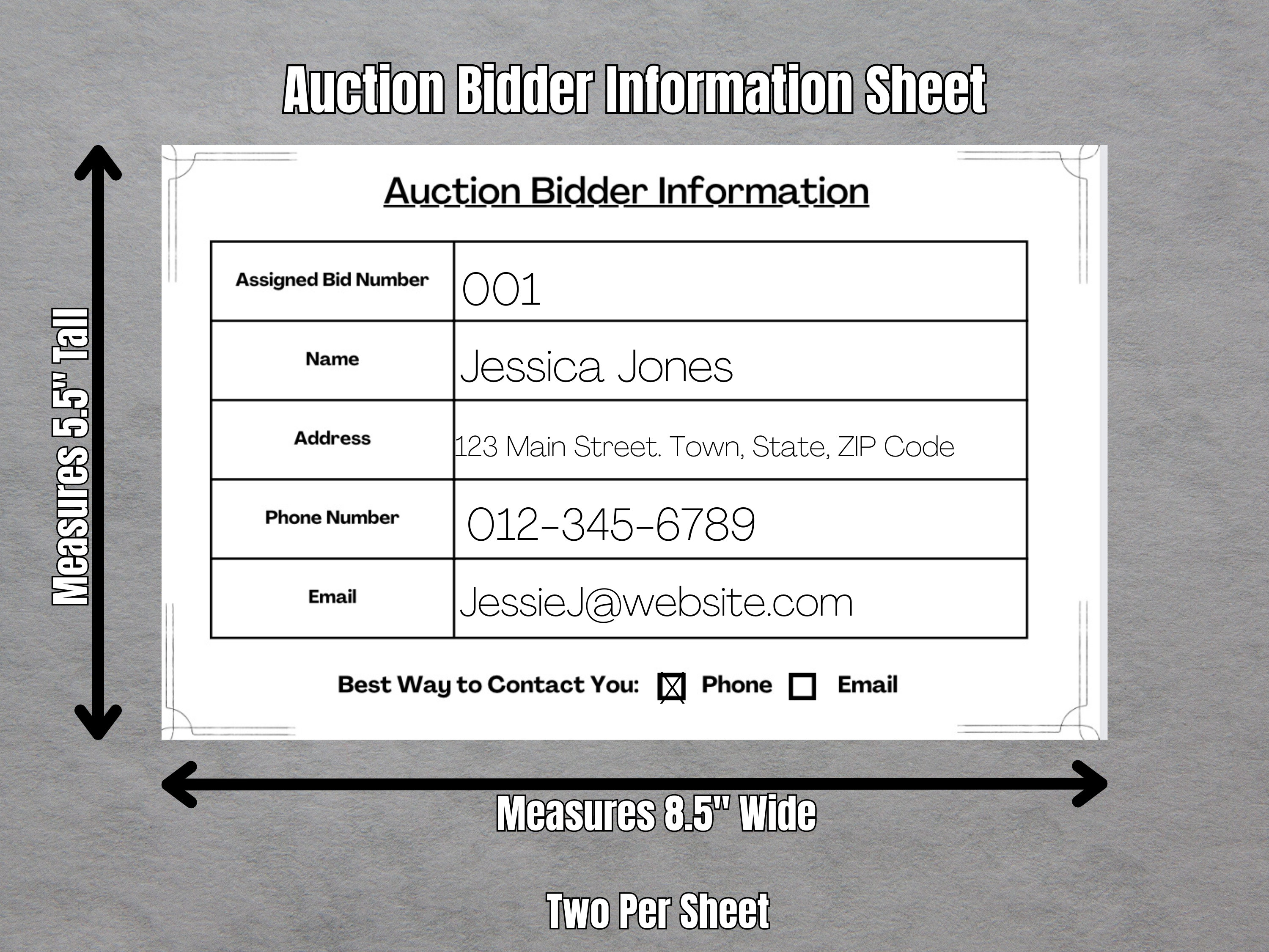 Auction Bidder Paddle Template: Editable Canva, Printable Numbers (PDF ...