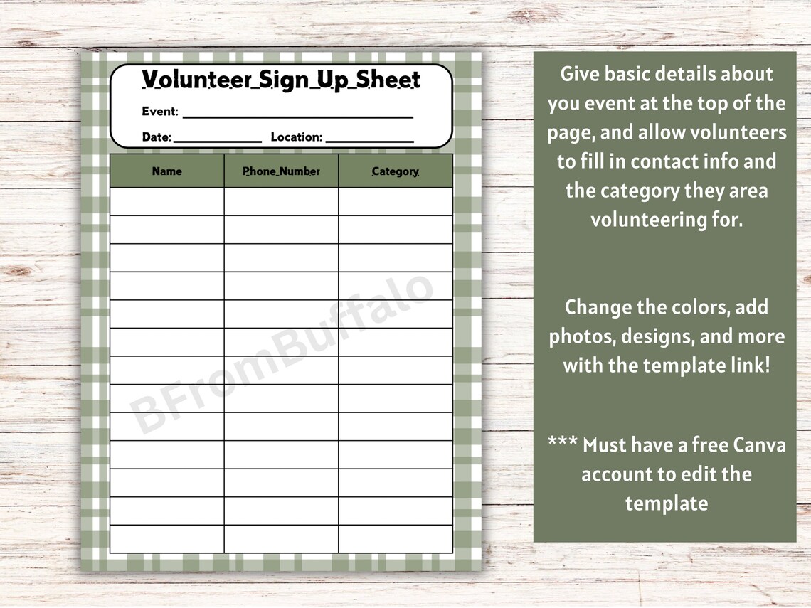 Volunteer Sign up Sheet, Concession Stand Sign up Sheet, Pta Volunteer ...