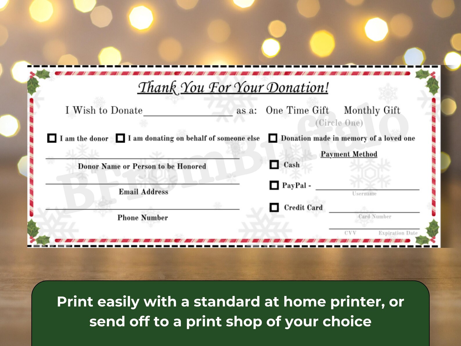 Winter Fundraising Pledge Card Template (digital Download) - Etsy