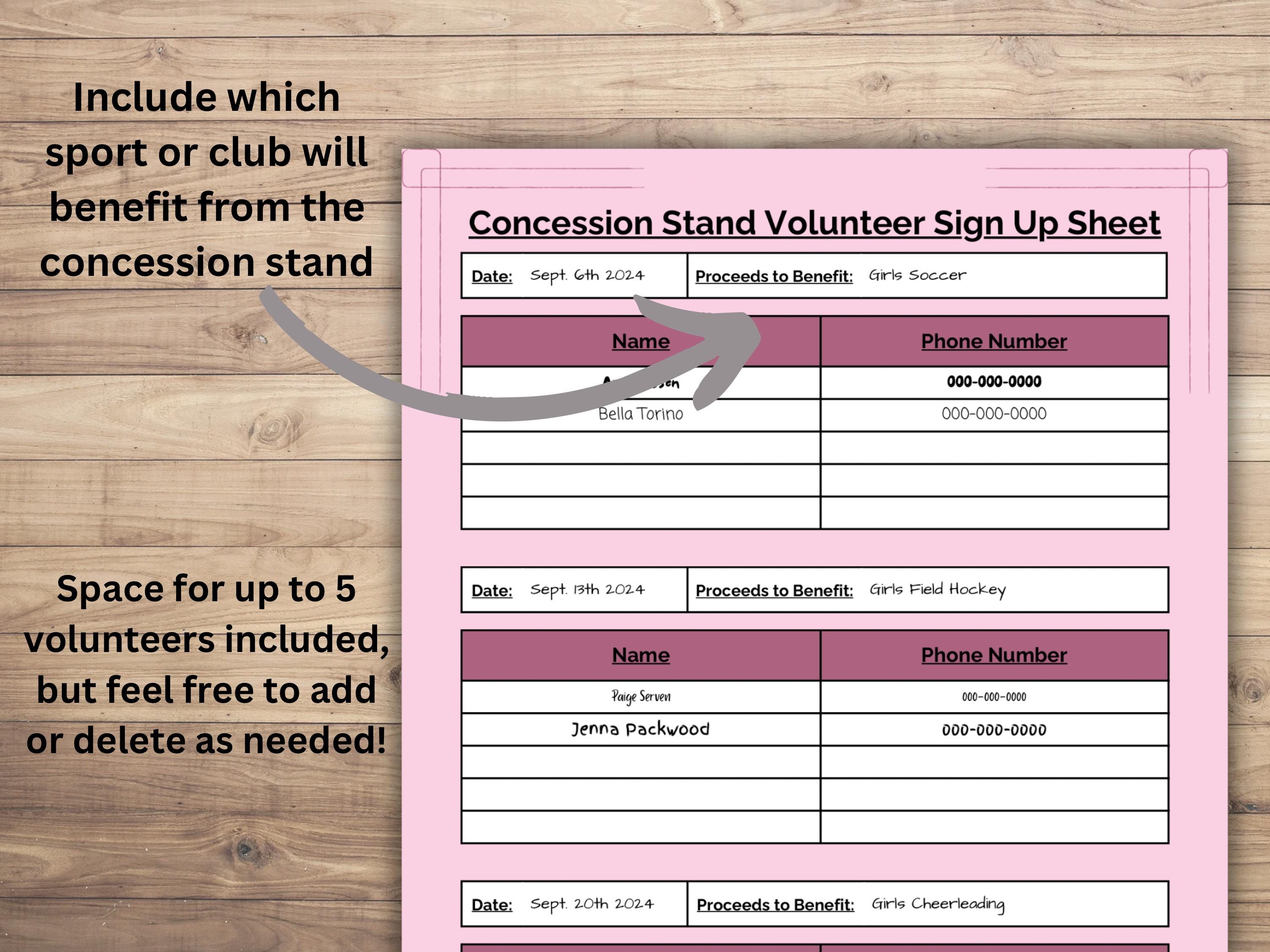 Concession Stand Flyer, Concession Stand Volunteer, Concession Stand ...