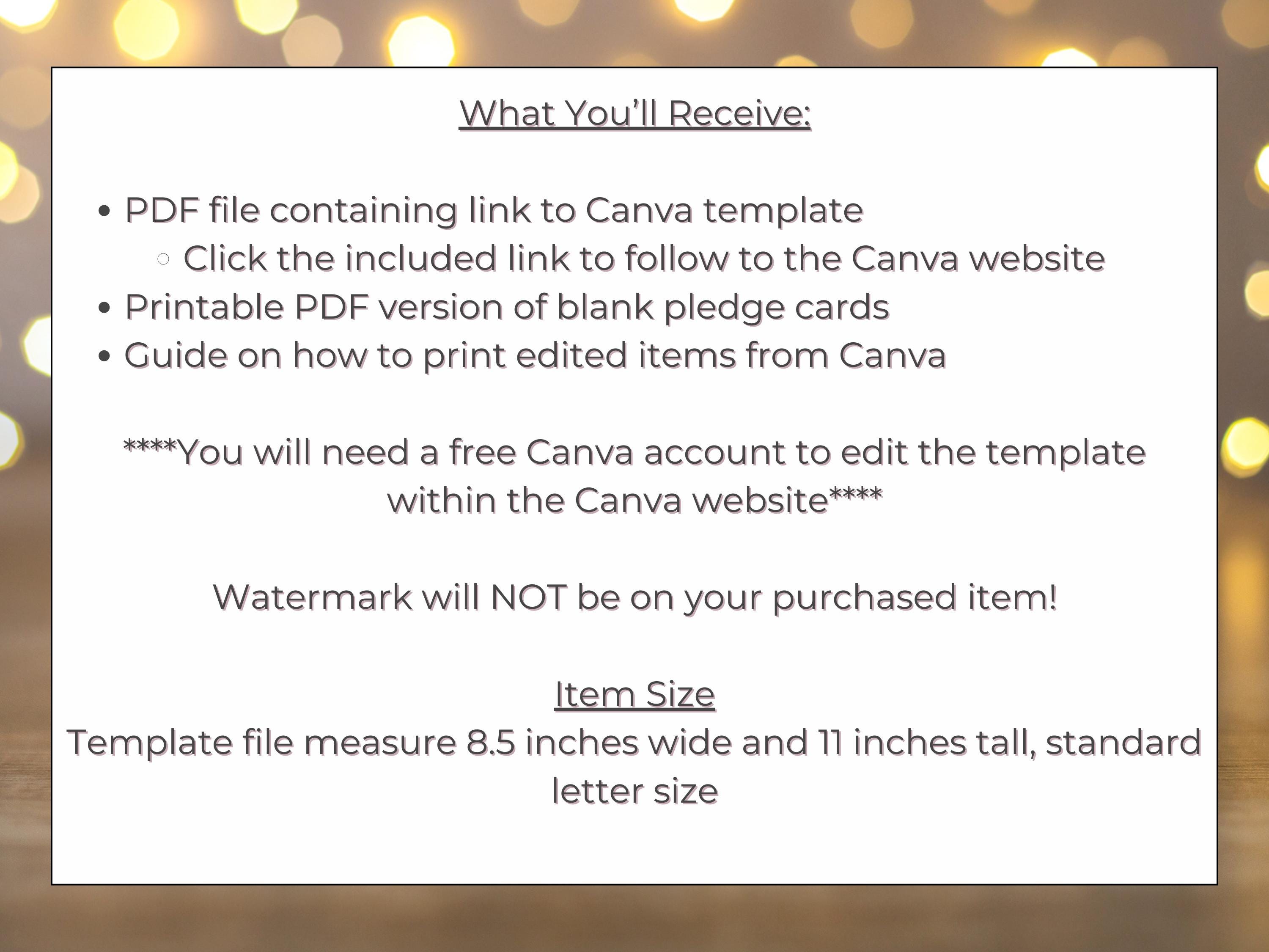 Winter Fundraising Pledge Card Template (digital Download) - Etsy