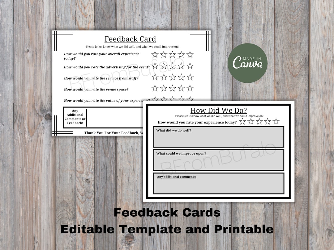 Customer Feedback Card Template: Review Card, Etsy Shop (canva Editable ...