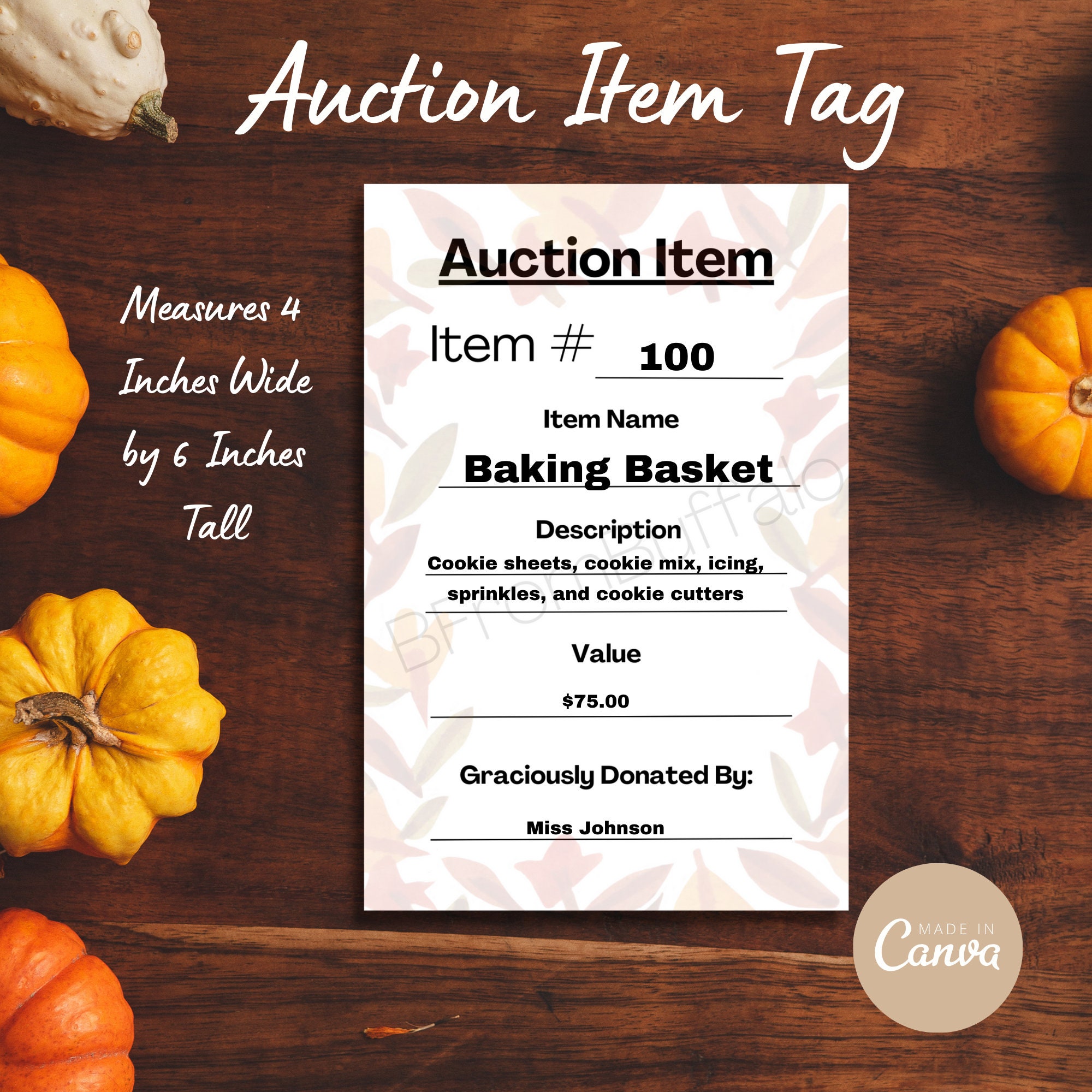 Auction Item Template, Auction Basket Tags, Auction Template, Auction ...
